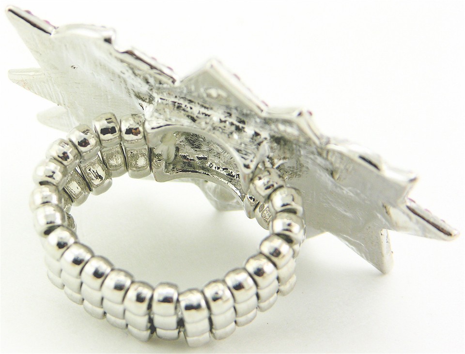 POW Ring New Multi Color with Rhinestones Stretch Band Fits Most Finger ...