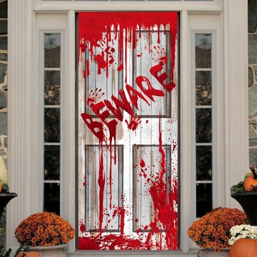 Blood BEWARE Halloween door cover 30" x 72" party supplies decor | eBay