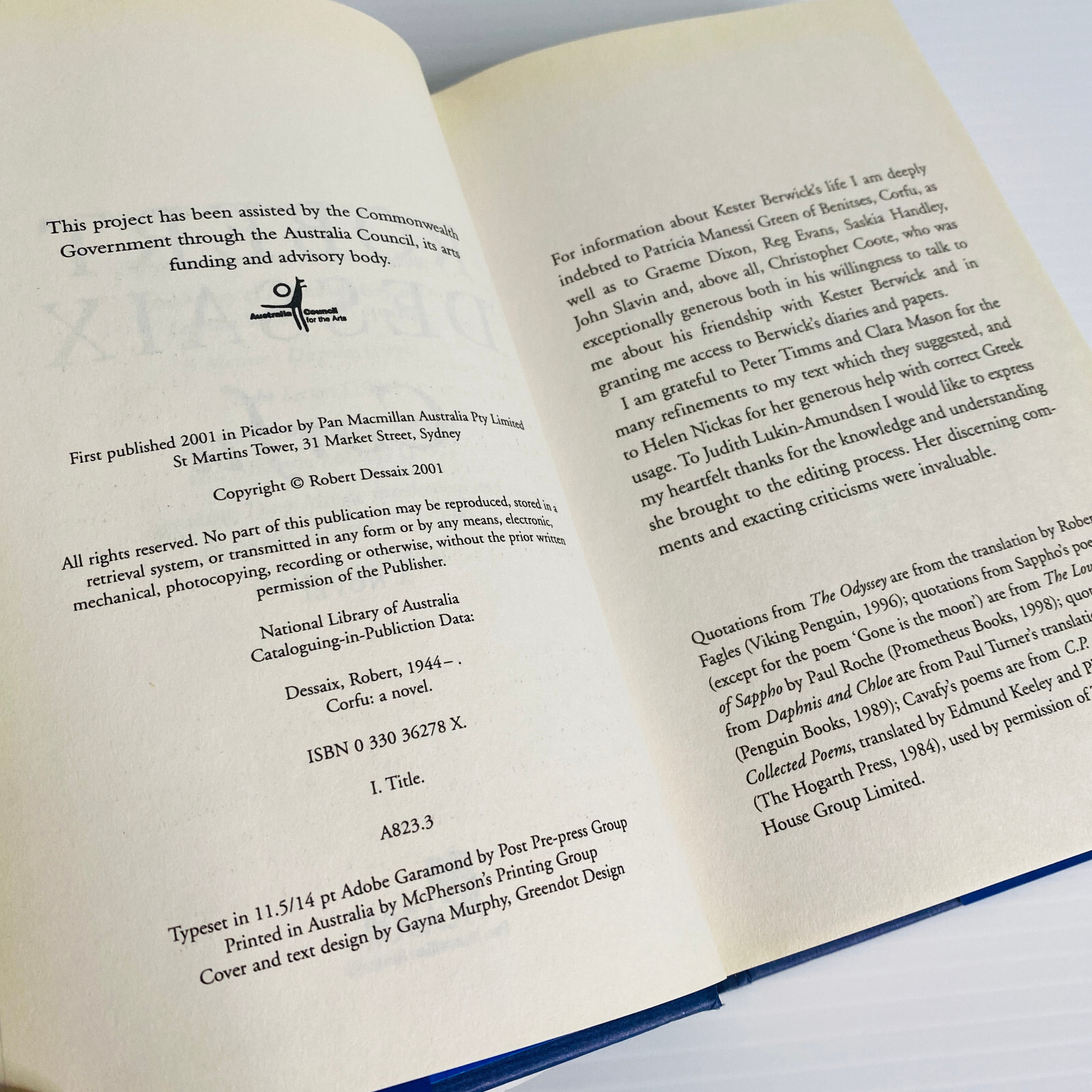 Corfu by Robert Dessaix Hardback Novel 2001 Australian Literary Fiction ...