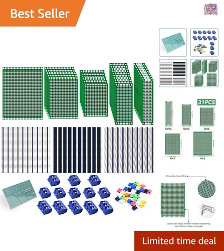 Versatile 104pcs Double-Sided PCB Boards with Headers & Terminal ...