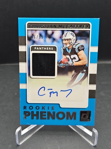 Christian Mccaffrey RC auto 2017 donruss rookie phenom Card #/99 49ers ...