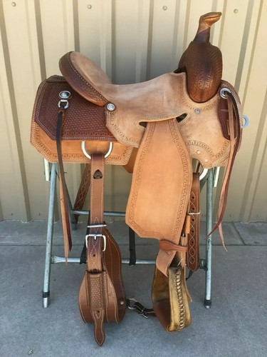 Western wade tree roping Leather Horse Saddle Full Tack Set. Size-10 ...