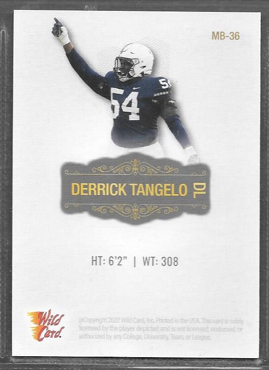 2022 Wild Card Matte #MB-36 DERRICK TANGELO RC - Atlanta Falcons - NM/M ...