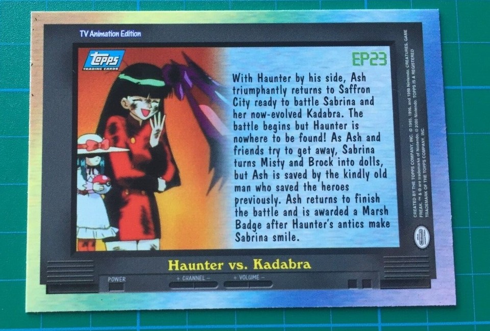 Pokemon TV Animation FOIL EP23 Haunter vs. Kadabra 2000 Topps Nintendo ...