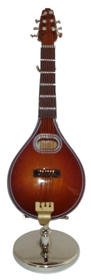 Mandolin replica handmade collectible miniature 4" with metal stand ...