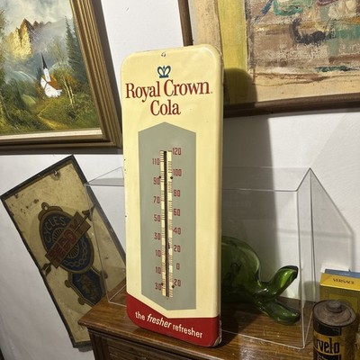 Vintage RC ROYAL CROWN COLA Thermometer Tin Soda Sign 25"×10"- Minty ...