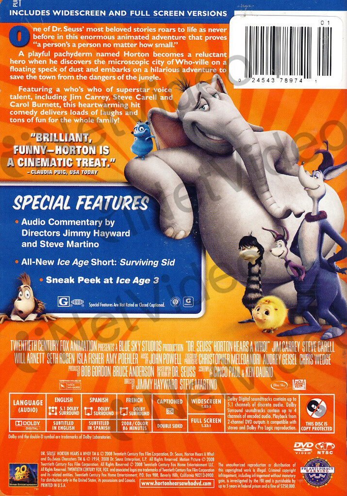 Dr. Seuss' Horton Hears a Who! (DVD, 2008) for sale online | eBay