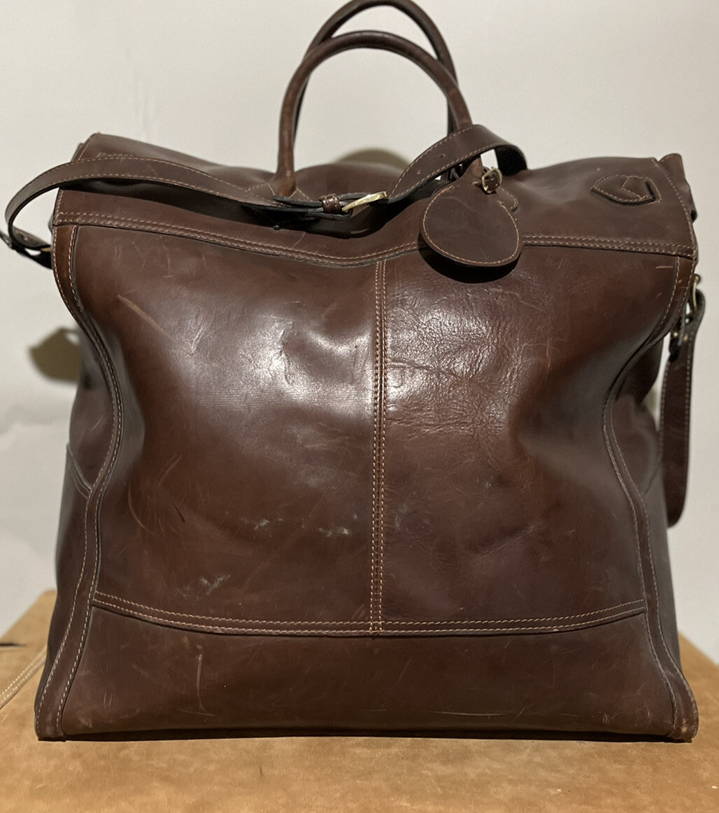 Tully Rector Leather Chocolate Brown Large Overnight … - Gem