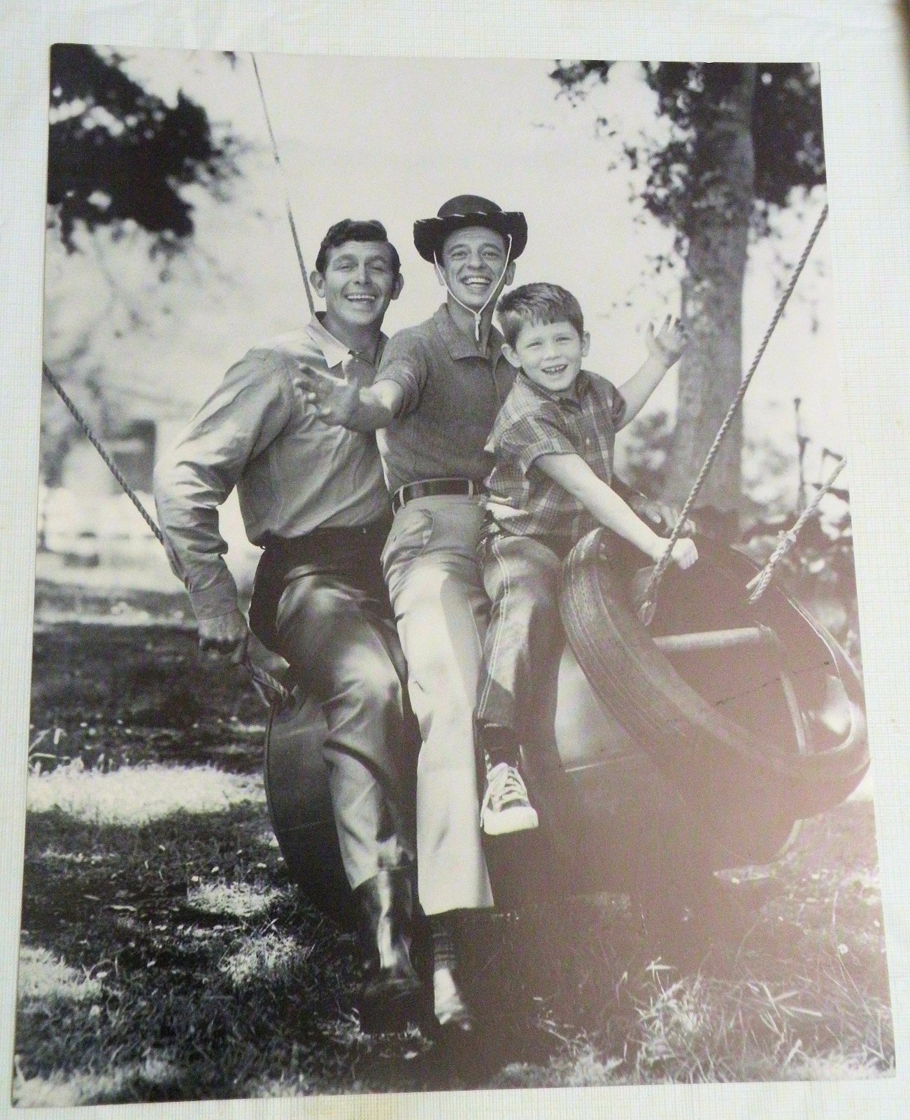 B&W Photograph Print of Andy Taylor, Opie and Barney Fife on Swing, 14 ...