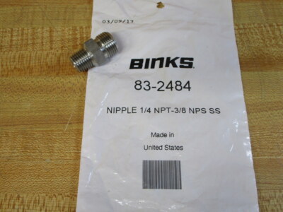 Binks 83-2484 Stainless Steel Nipple 832484 (Pack of 3) | eBay