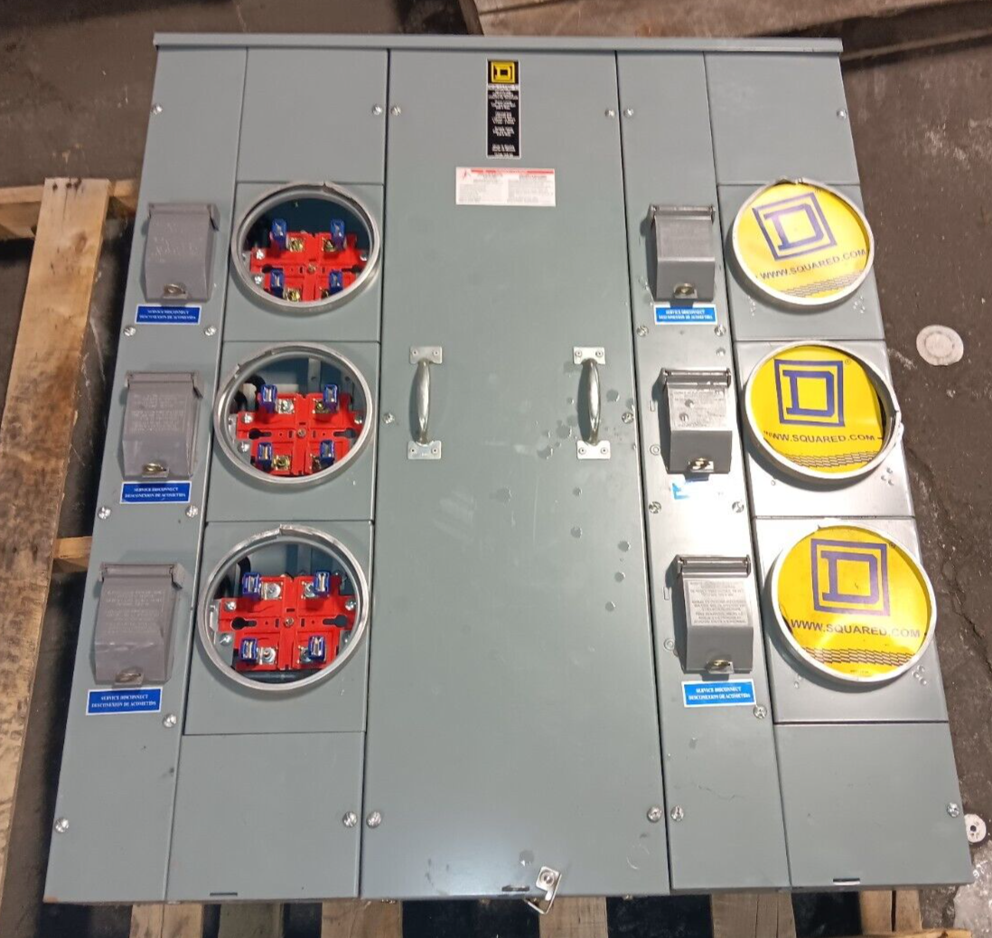 NEW SQUARE D MP66125 600/125 AMP 6-GANG METER STACK 4-JAW RINGED 1Ø 120 ...