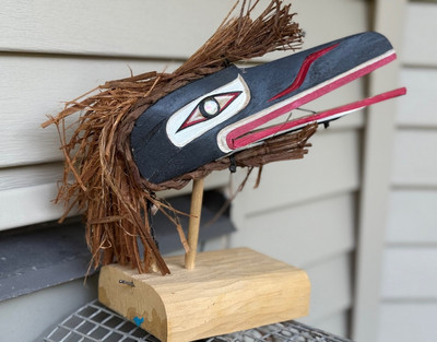 Northwest Coast Native Art Raven Clapper mask on stand signed | eBay