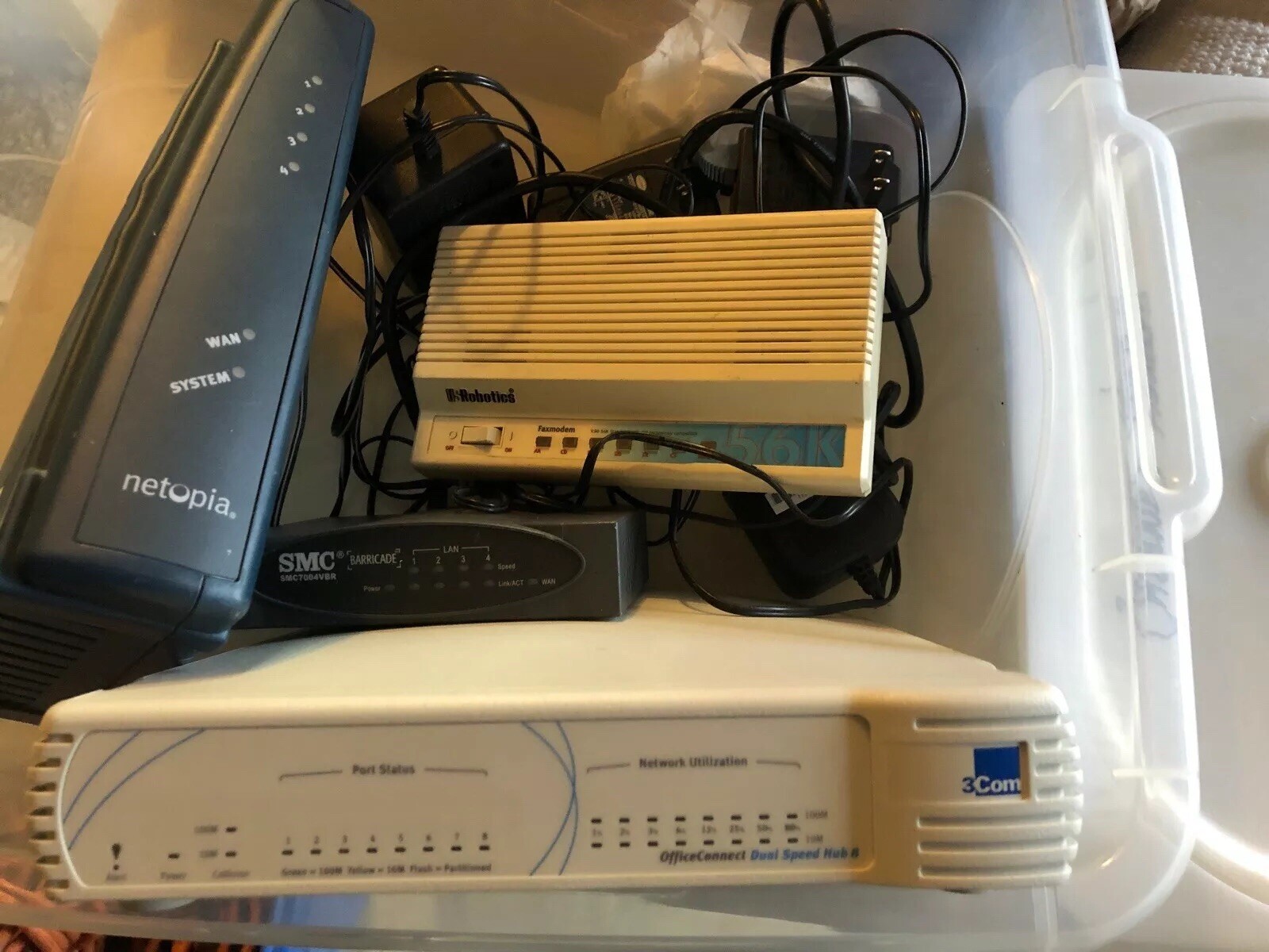 NETOPIA US ROBOTICS 3com SMC NETWORKING SYSTEM 4 ITEMS WITH AC AFAPTERS ...