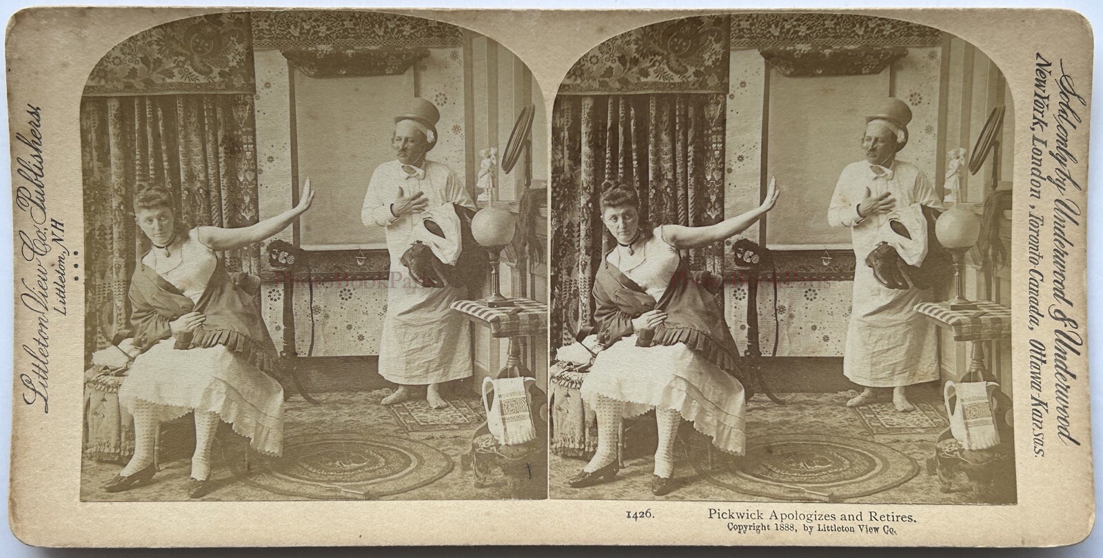 Comic Scene Mr. Pickwick Apologizes 1888 Vintage Stereo Photo | eBay UK