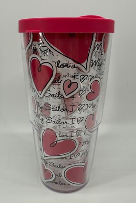 Tervis ~ I Love my Sailor ~ Pink Hearts Glass 24oz w/ Pink Lid | eBay