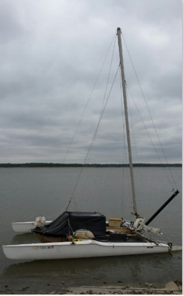 Trimaran DIY 20' SOL Cataraman, 24' HOBIE CAT MAST, RUDDERS, 3 SAILS ...
