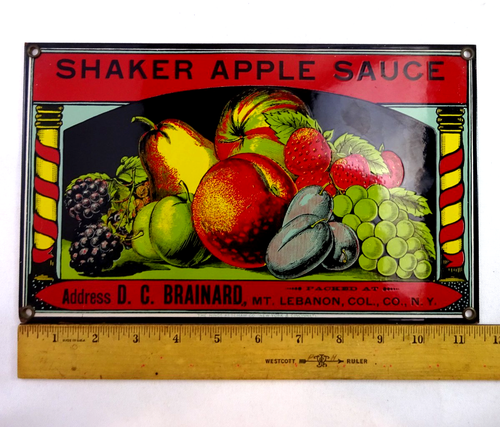 ANDE ROONEY REPRODUCTION ENAMELED ADVERTISING SIGN SHAKER APPLE SAUCE ...