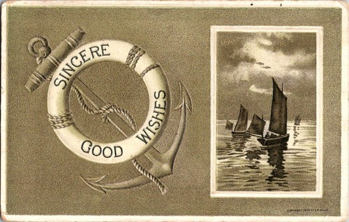 Antique Boat - Old Boat Featured on Great Vintage Nautical Postcard d ...