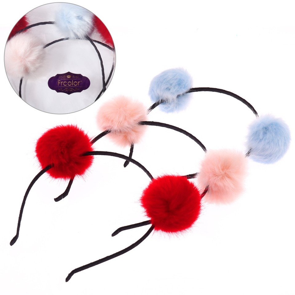 Headwear Accessory Fuzzy Ball Hair Band Toddler Girl Headbands Kids ...