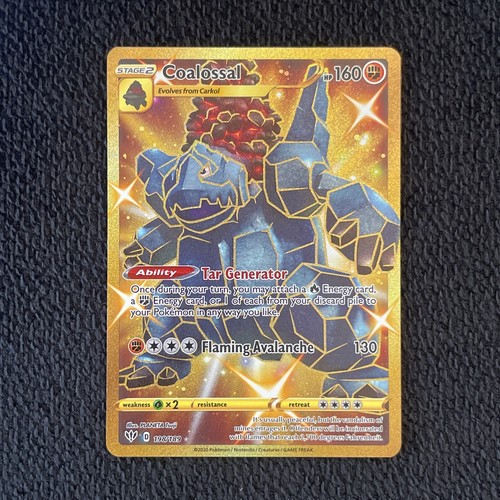 Pokémon TCG Coalossal 198/189 - Darkness Ablaze Holo Gold Secret Rare ...