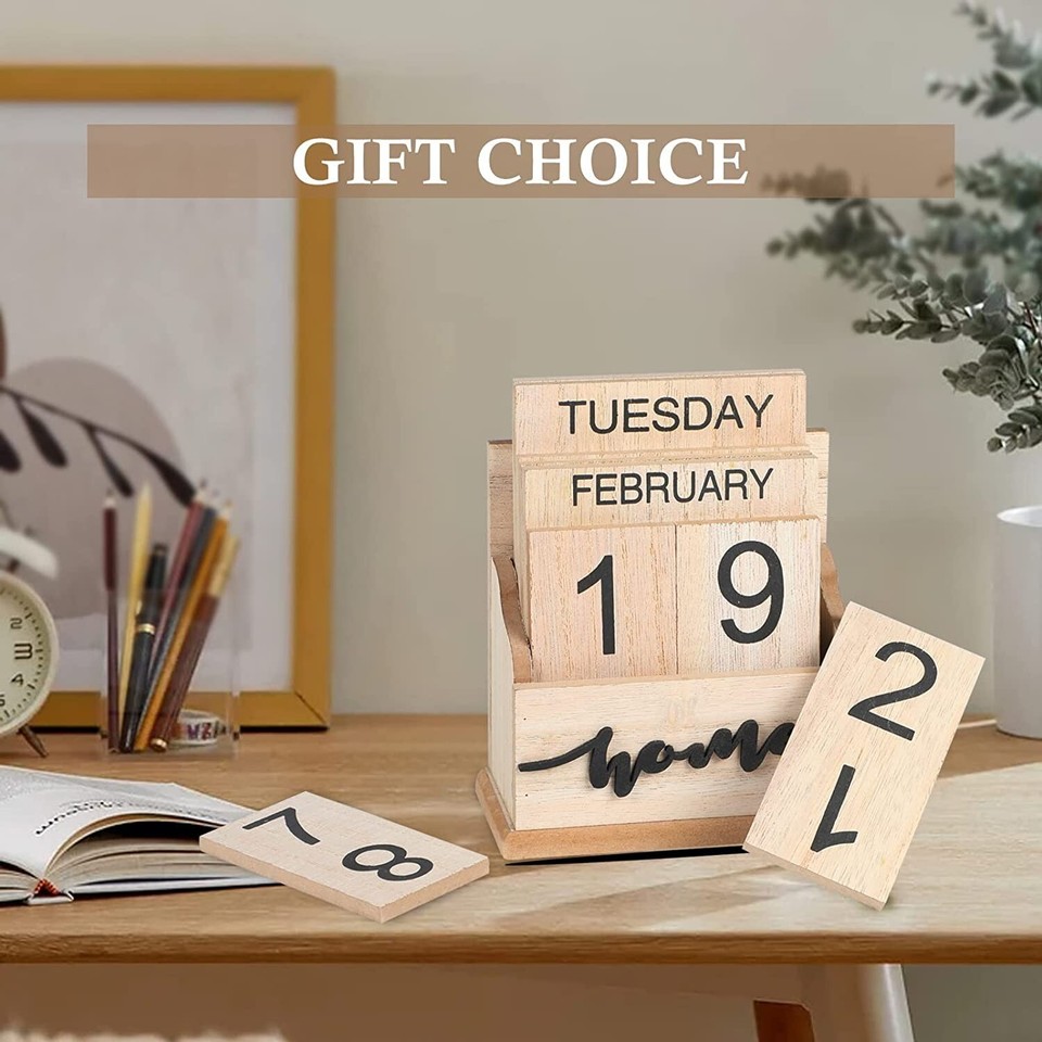 Reusable Wooden Calendar Decor w the words, "home" on Front NEW | eBay