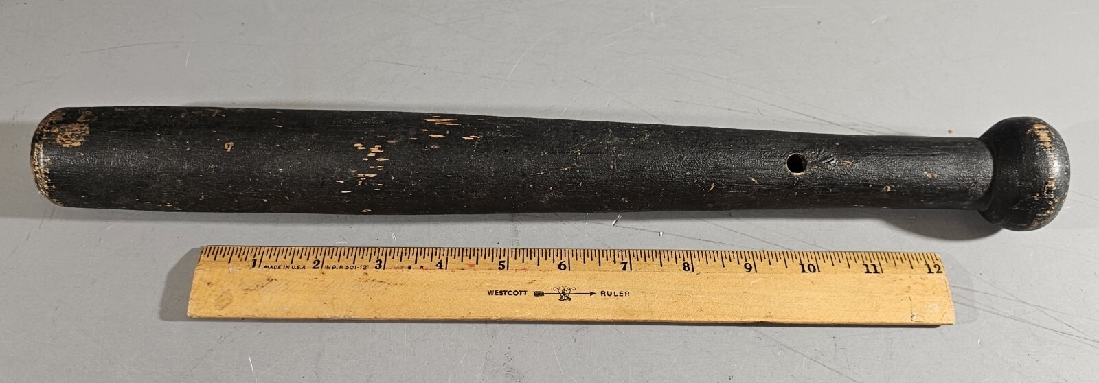 VINTAGE SMALL HEFTY WOOD BASEBALL BAT BATON, PAINTED BLACK 16-1/4" | eBay
