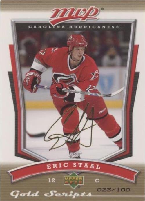 2007-08 Upper Deck MVP - Eric Staal #131 Gold Scripts /100 for sale ...