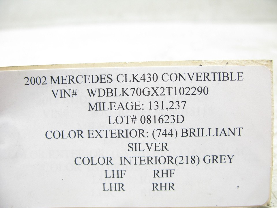 99-02 Mercedes W208 CLK430 Rear Differential Axle Carrier 2.87 Ratio ...