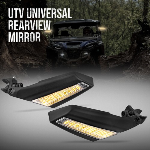 Rear View Side Mirror & Turn Signal LED Light for 1.5"-2" Roll Bar Cage ...