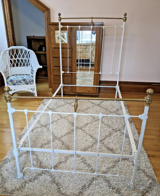Antique, Wrought, Cast Iron, & Brass Twin Size, Single Bed & Side Rails ...