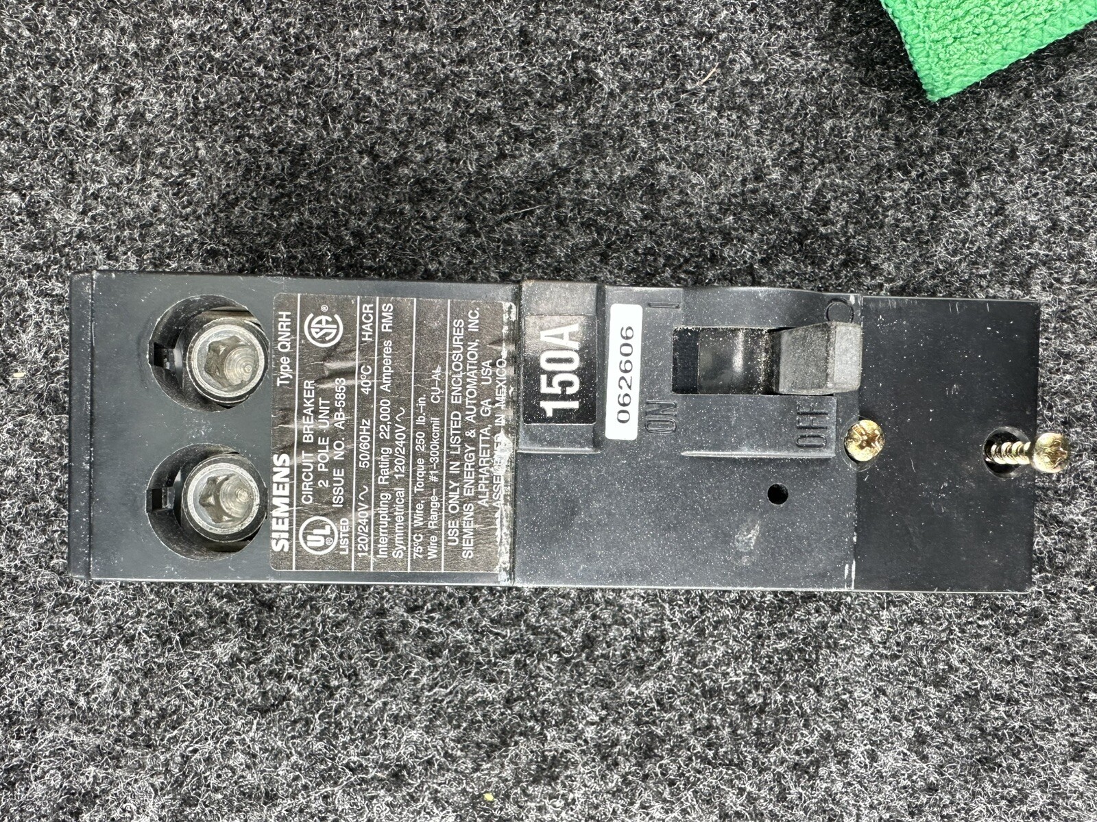 QN2150RH - SIEMENS 150A AMP 2P POLE 22kA@120/240V BREAKER W/REVERSE ...
