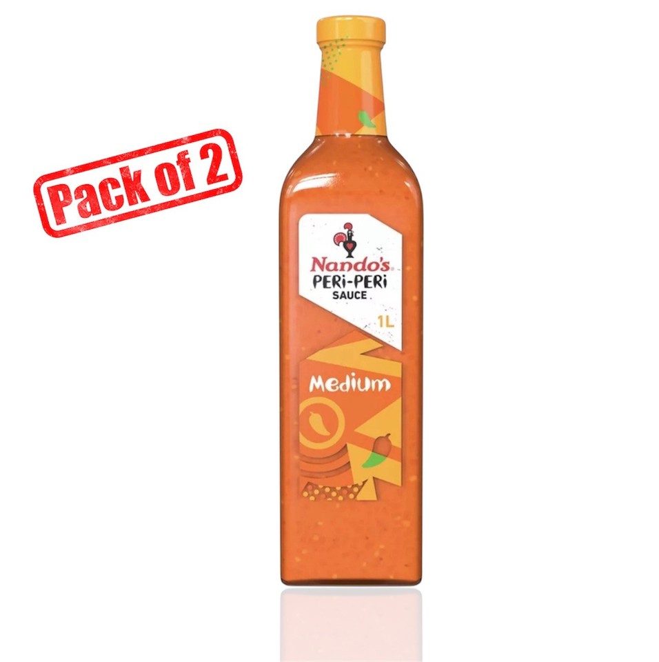 2 x 1ltr NANDOS PERI-PERI SAUCE CHILLI BBQ MEDIUM BOTTLE Nando Nando’s ...