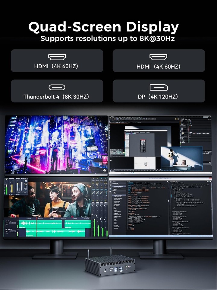 K3 Mini PC 12th Gen Core i7-1255U, Fanless Mini Computers(10C/12T, Up ...