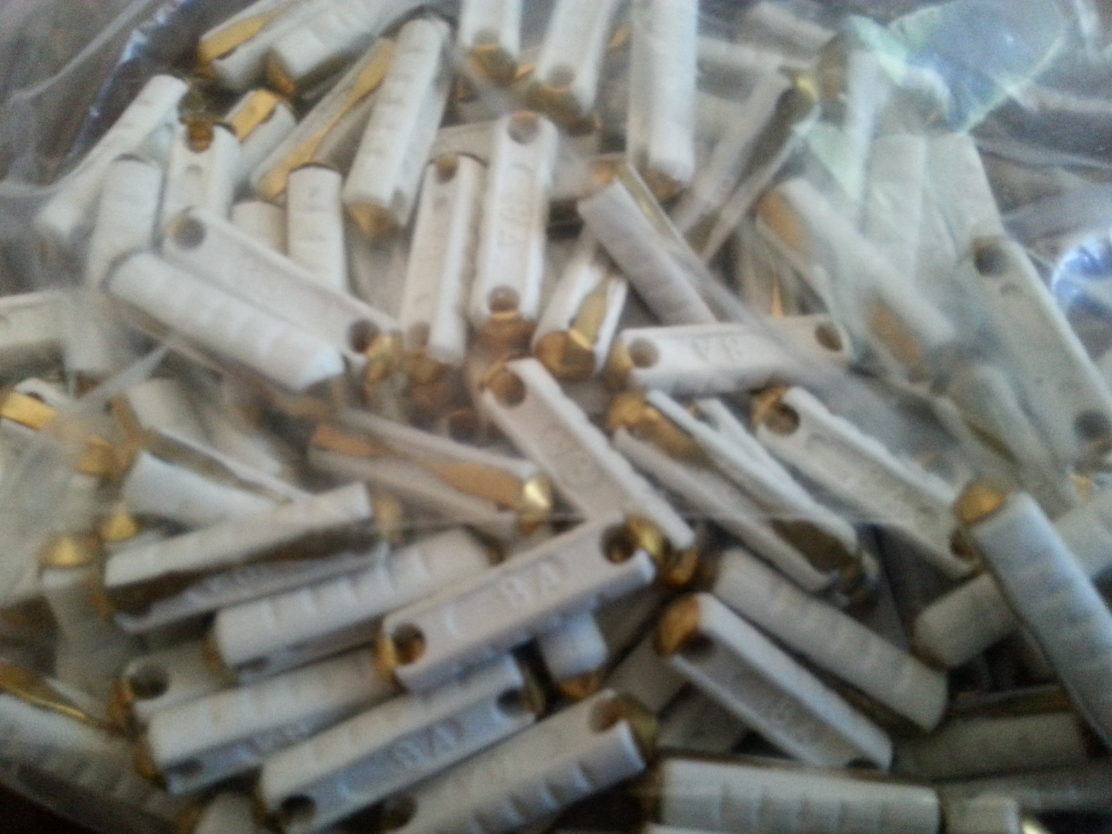 15 x 8 Amp White Bullet Torpedo Fuses Copper Brass Mercedes W123 W124 ...