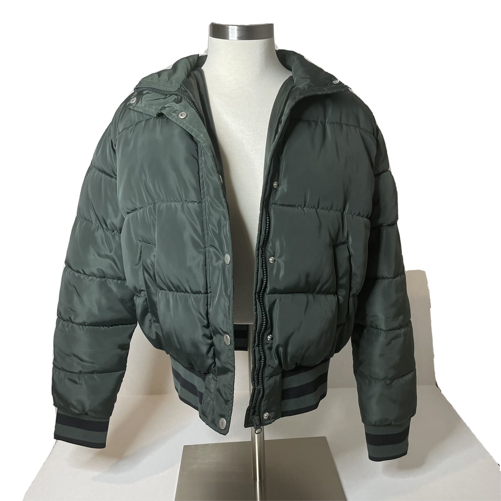 Ci Sono Dark Green Zip Up Puffer Jacket - Gem