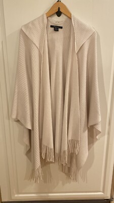Cejon Ivory Hooded Ribbed Knit Fringed Shawl | eBay