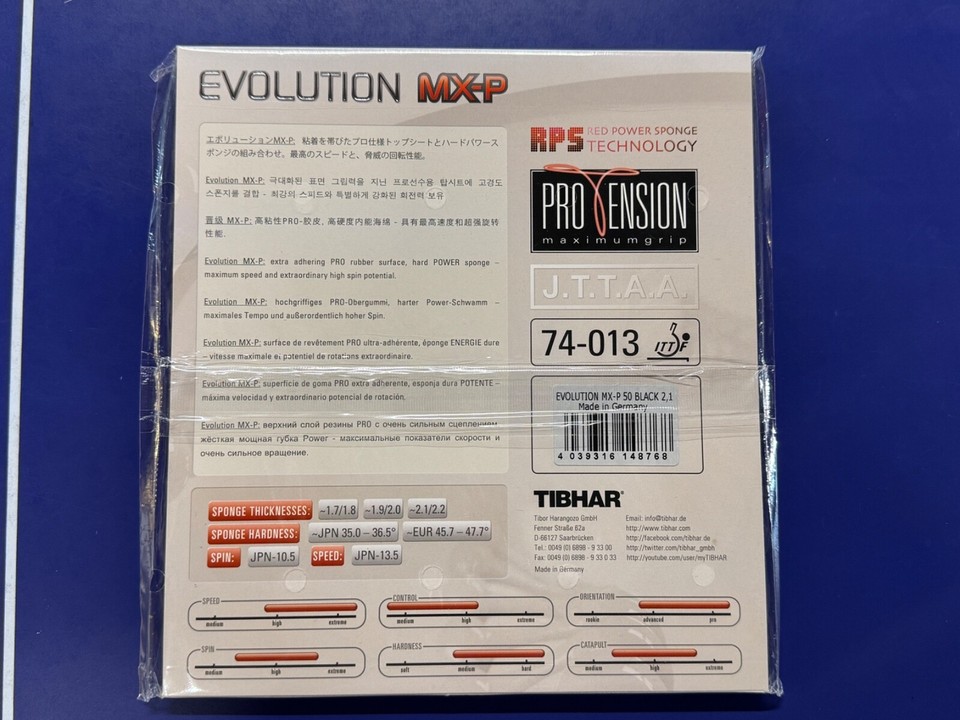 TIBHAR Evolution MX-P Table Tennis Rubber, 2.1-2.2mm - Black, 50° - new sealed | eBay