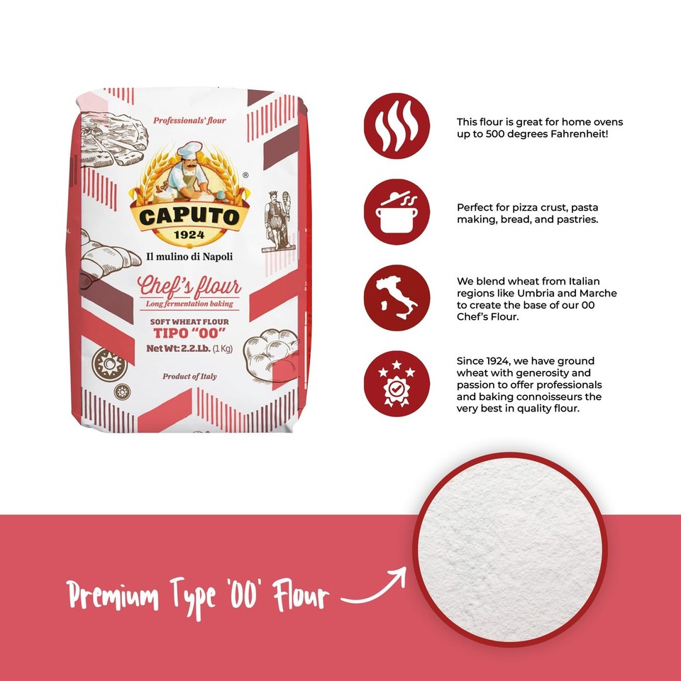 Antimo Caputo Chefs Flour, Italian Double Zero 00, Soft Wheat for Pizza ...