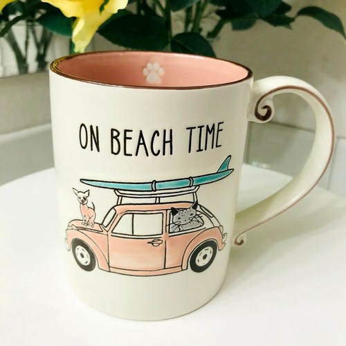 Spectrum Designz ON BEACH TIME Coffee Mug Cup Surfing Board Pet Vintage ...