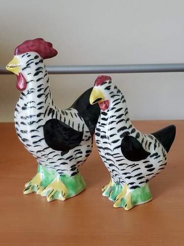 Blue Ridge pottery rooster hen chicken salt and pepper shaker set | eBay