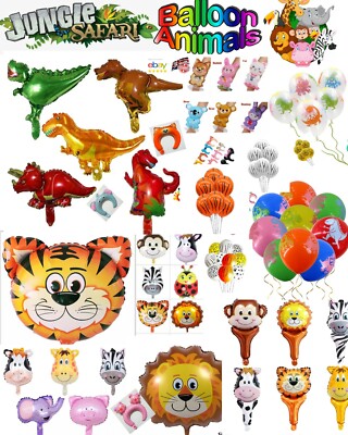 UK Jungle Safari Animal Pet Foil Balloons Self Inflating Kids Fun Party ...