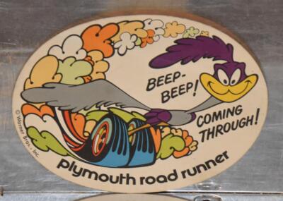 NOS Vintage Plymouth Road Runner Sticker Warner Bros. Coming Through ...