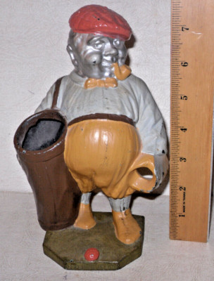 VTG Golfer Peter Putter Statue Pipe / Match Holder Spelter Metal GOLF ...