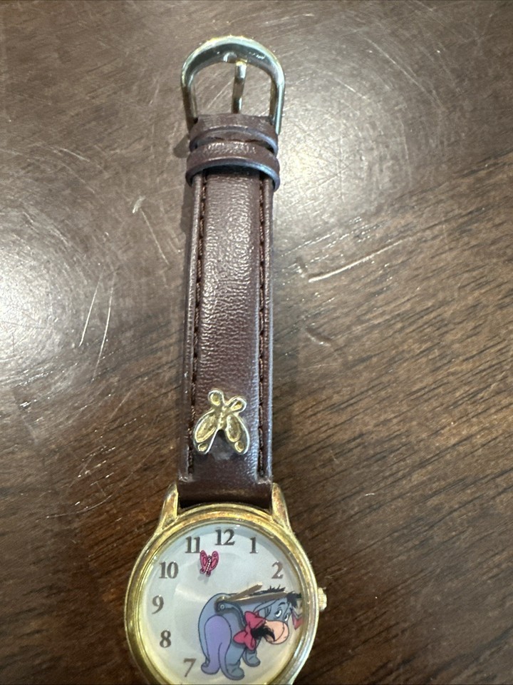 Disney Eeyore Watch Butterflies Seconds Hand Tail Vtg Gold Tone | eBay