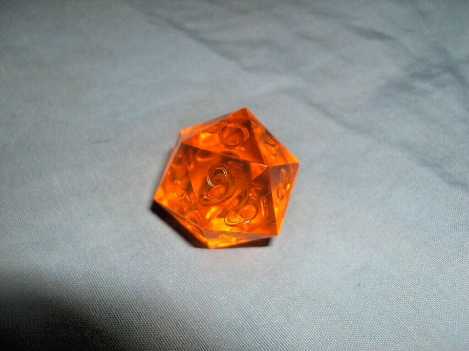 VINTAGE "FIREFLY ORANGE" GEM DICE D20 (RARE 1983 D&D D20 BY ARMORY ...