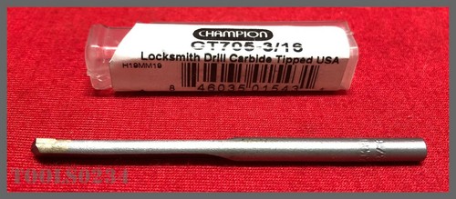 3/16" Carbide Tipped Locksmith Drill Bit Hardened Metals Champion Ct705 ...