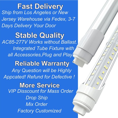 R17D 8Ft Led Light Tubes 8Ft Led Bar Light Fixture Wide Beam Angle 270 ...