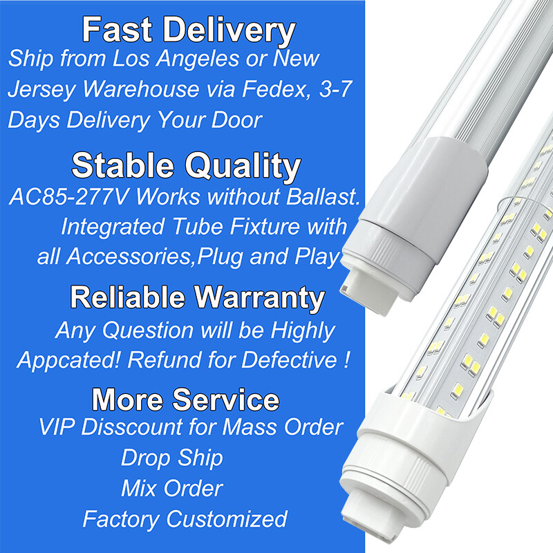 T8 8 Foot HO LED Shop Light R17D Base 2 Pin 8 Ft Garage Led Tube Light ...