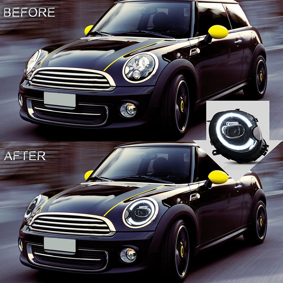 LED Headlights + Smoked Tail Lights For 2007-2013 Mini Cooper R56/R57 ...