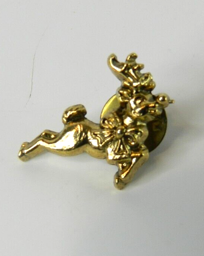 Vintage Leaping Reindeer Christmas Gold Tone Pin | eBay